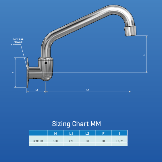 Standard Wall Swivel Outlet - 263mm projection – Bathware Direct