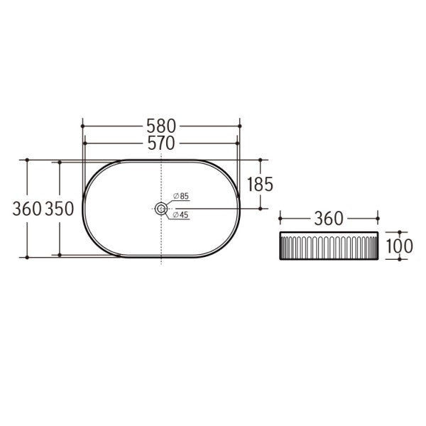 Bella Vista 'Oval' Ceramic Basin - 580x360x100mm White Gloss – Bathware ...