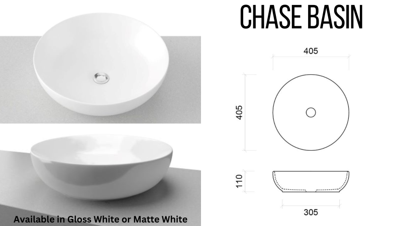 Timberline Chase Above Counter Basin - White Gloss & White Matte ...