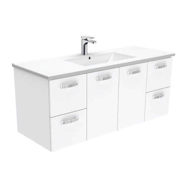 Fienza Dolce Unicab 1200mm Wall Hung Vanity - Gloss White – Bathware Direct