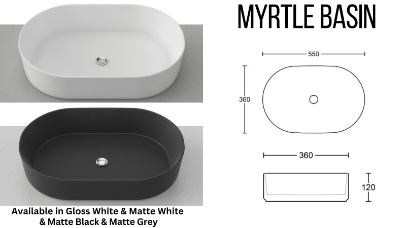 Timberline Myrtle Above Counter Basin - Multiple Finishes – Bathware Direct