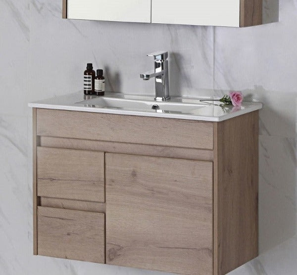 Aulic York 750mm Wall Hung Slim Vanity Unit with Ceramic Top – Bathware ...