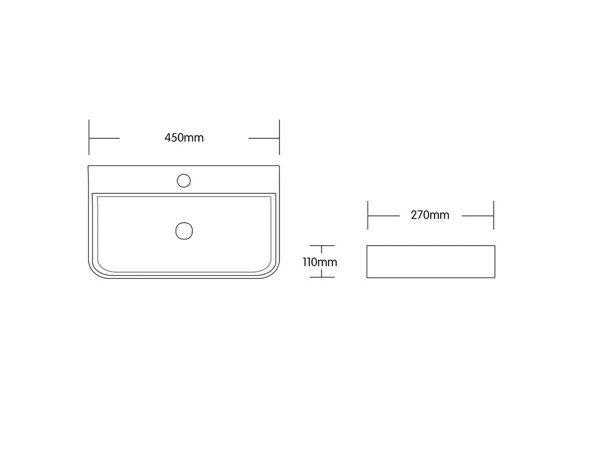Essence Genoa Wall Basin - 450mm – Bathware Direct
