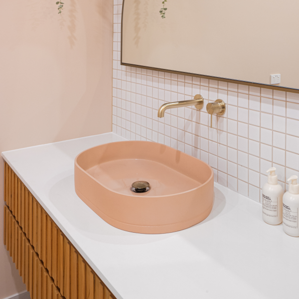 BUY THE Blush Pink Nood Co Concrete Pill Basin ONLINE | BATHWARE DIRECT ...